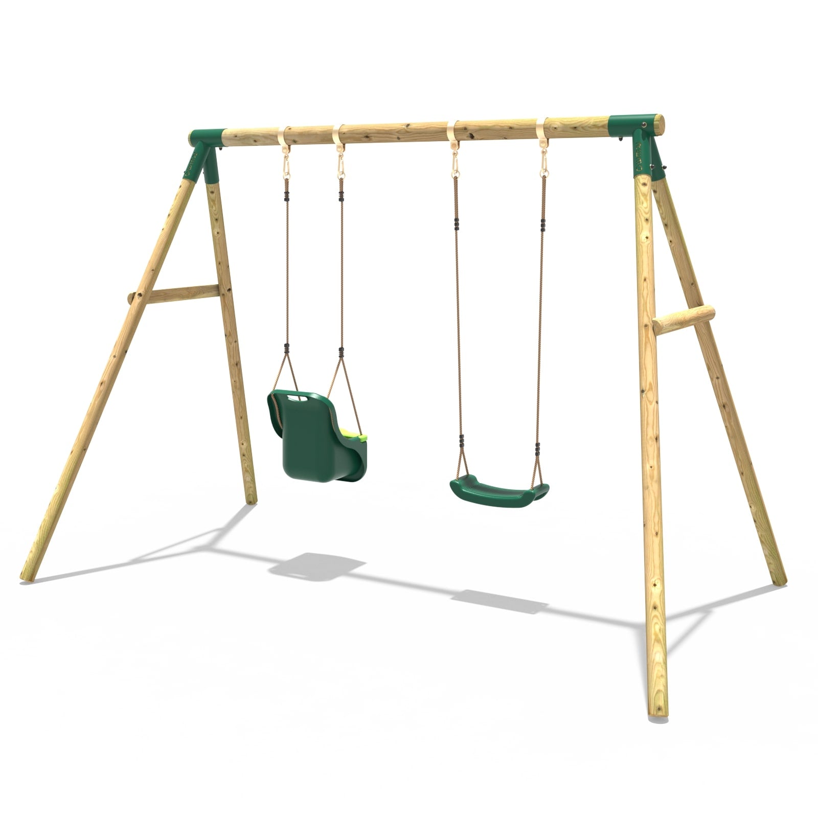 Rebo Double Wooden Garden Swing Sets - Luna Green – OutdoorGardens