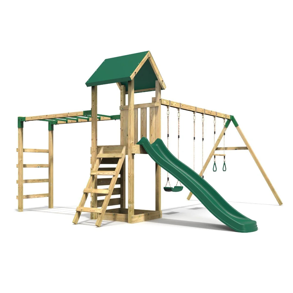 Rebo Adventure Climbing Frame Swing Set with Monkey Bars and Slide - P ...