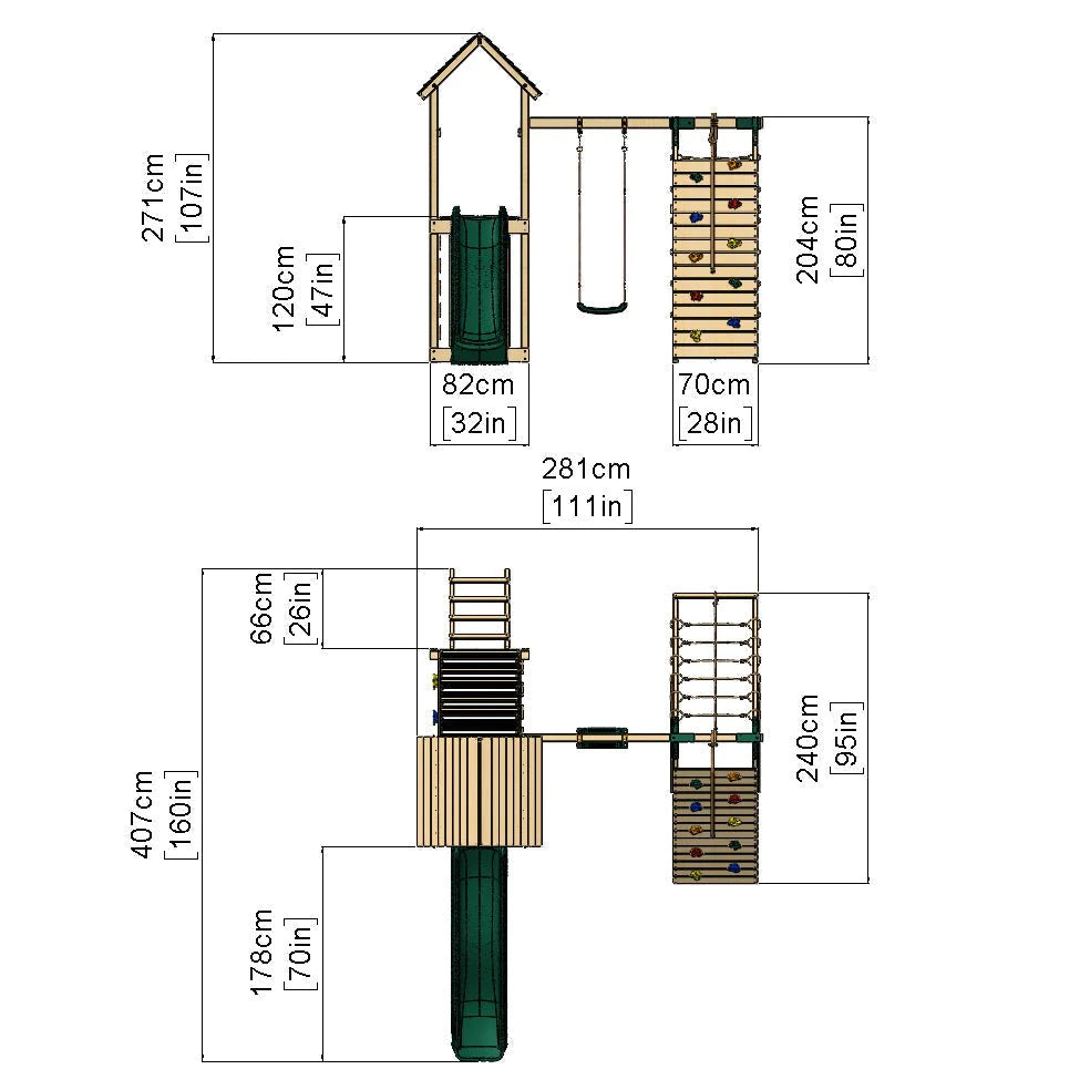 Rebo Wooden Climbing Frame with Swings and Slide - Bear – OutdoorGardens